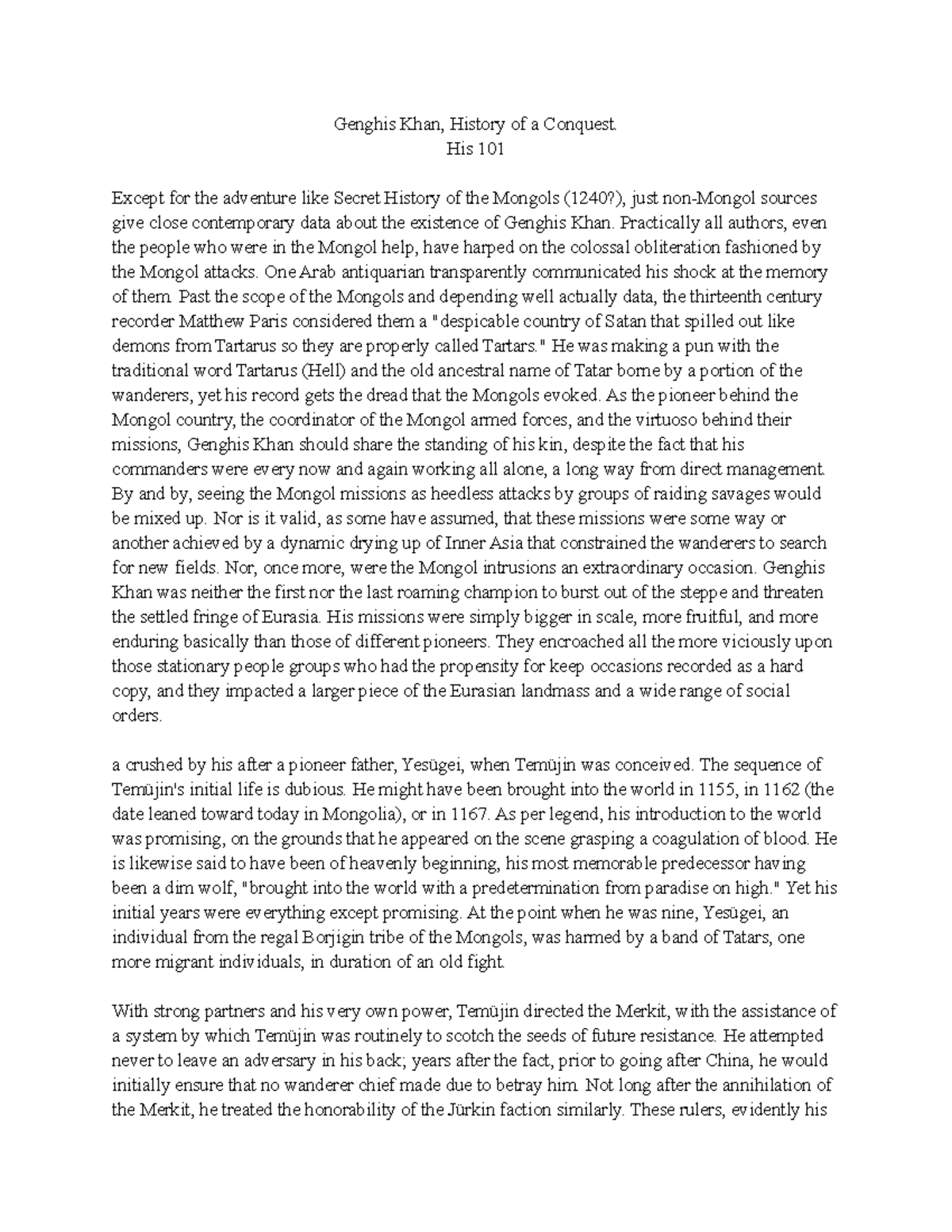 Genghis Khan, History of a Conquest History 101 - Genghis Khan, History ...