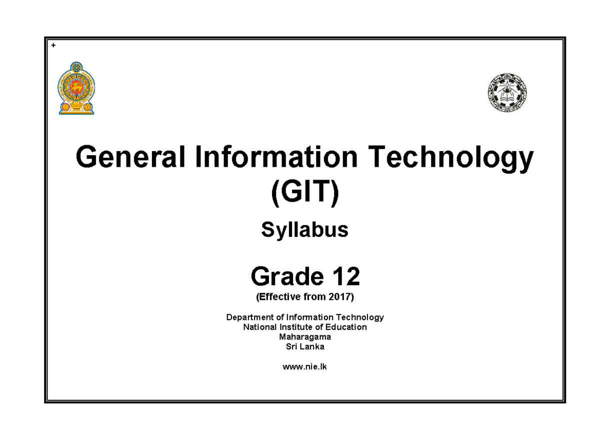 AL GIT Syllabus English @ apepanthiya - + General Information Technology (GIT) Syllabus Grade 12 ...