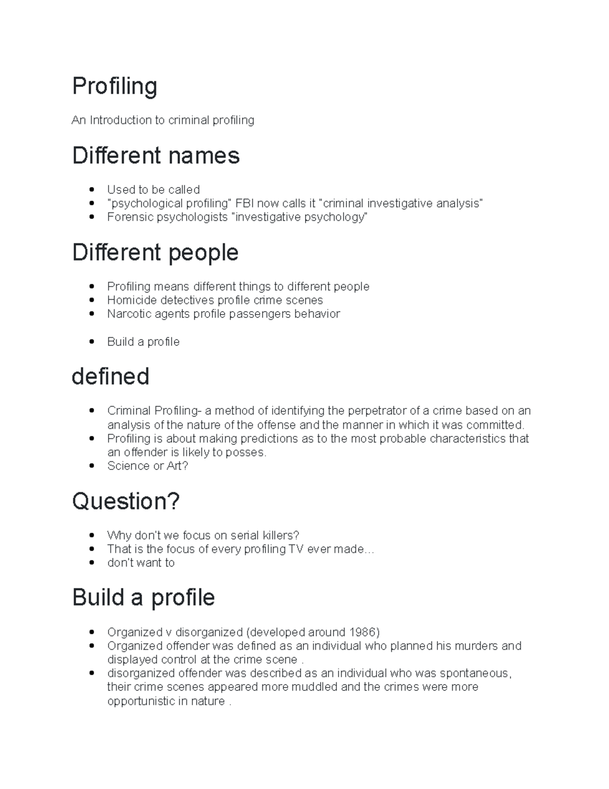 Profiling - french - Profiling An Introduction to criminal profiling ...