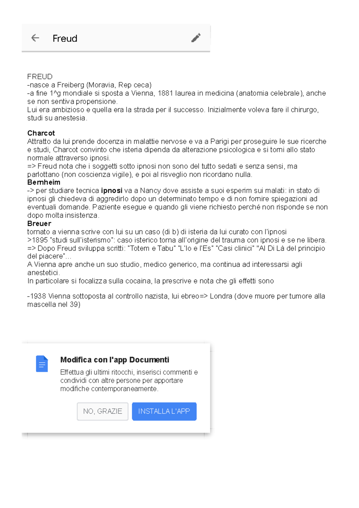 Freud - FREUD -nasce a Freiberg (Moravia, Rep ceca) -a fine 1^g ...