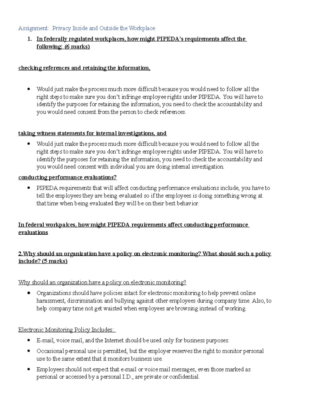Assignment Privacy Legislation Assignment Privacy Inside And