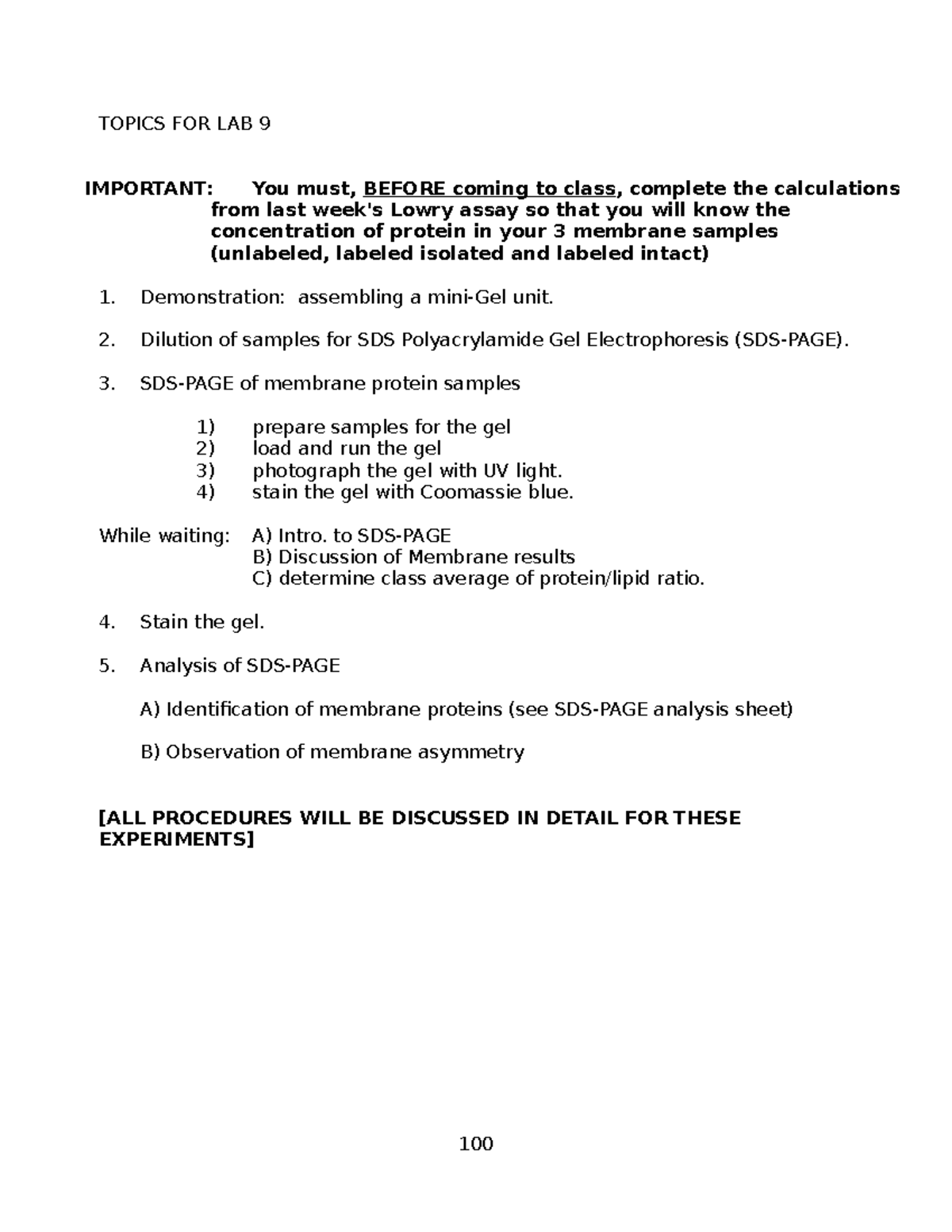 Biochemistry Lab 9 Manual - BIOL 300.00 - Hunter College - Studocu