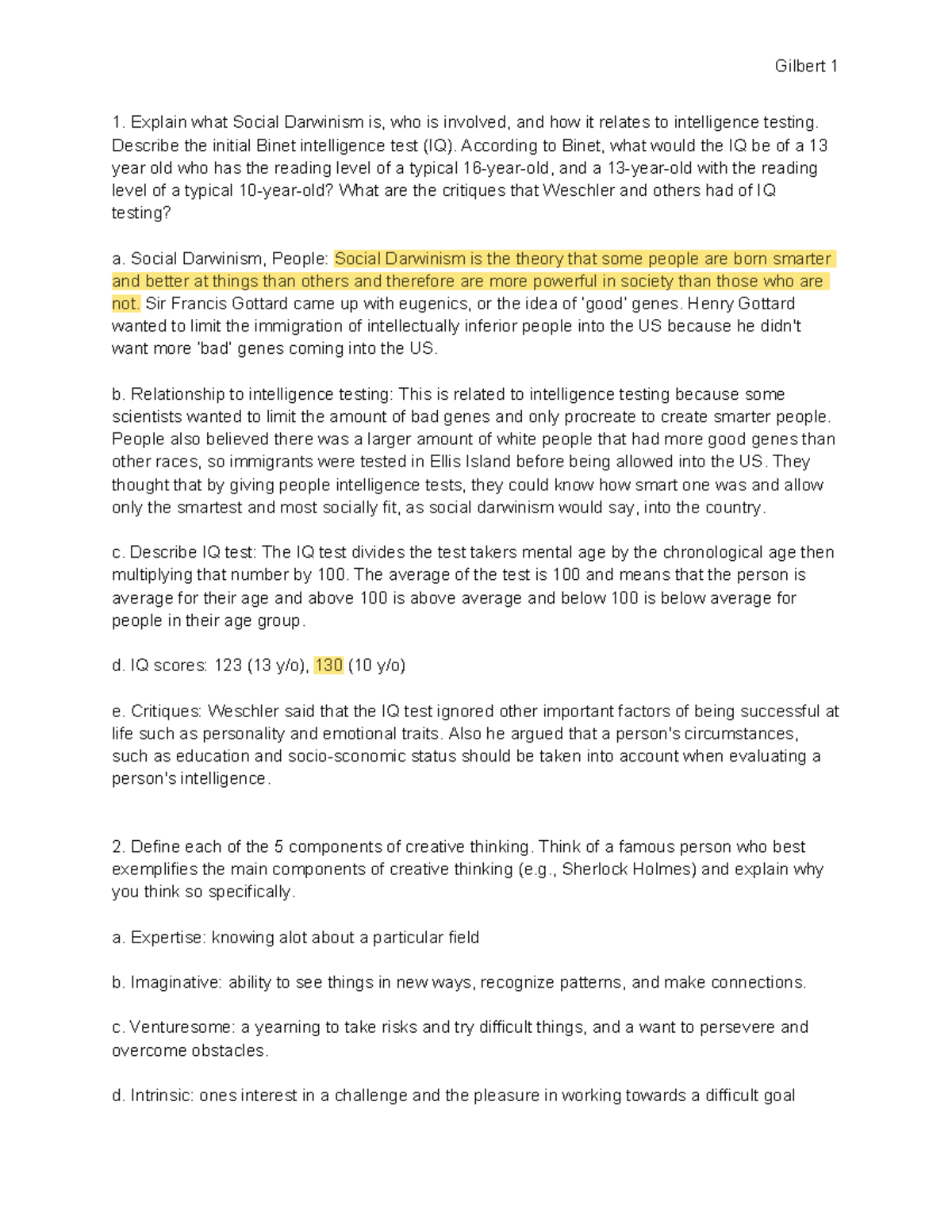 Chapter 8 Assignment Psych 160 - Explain what Social Darwinism is, who ...