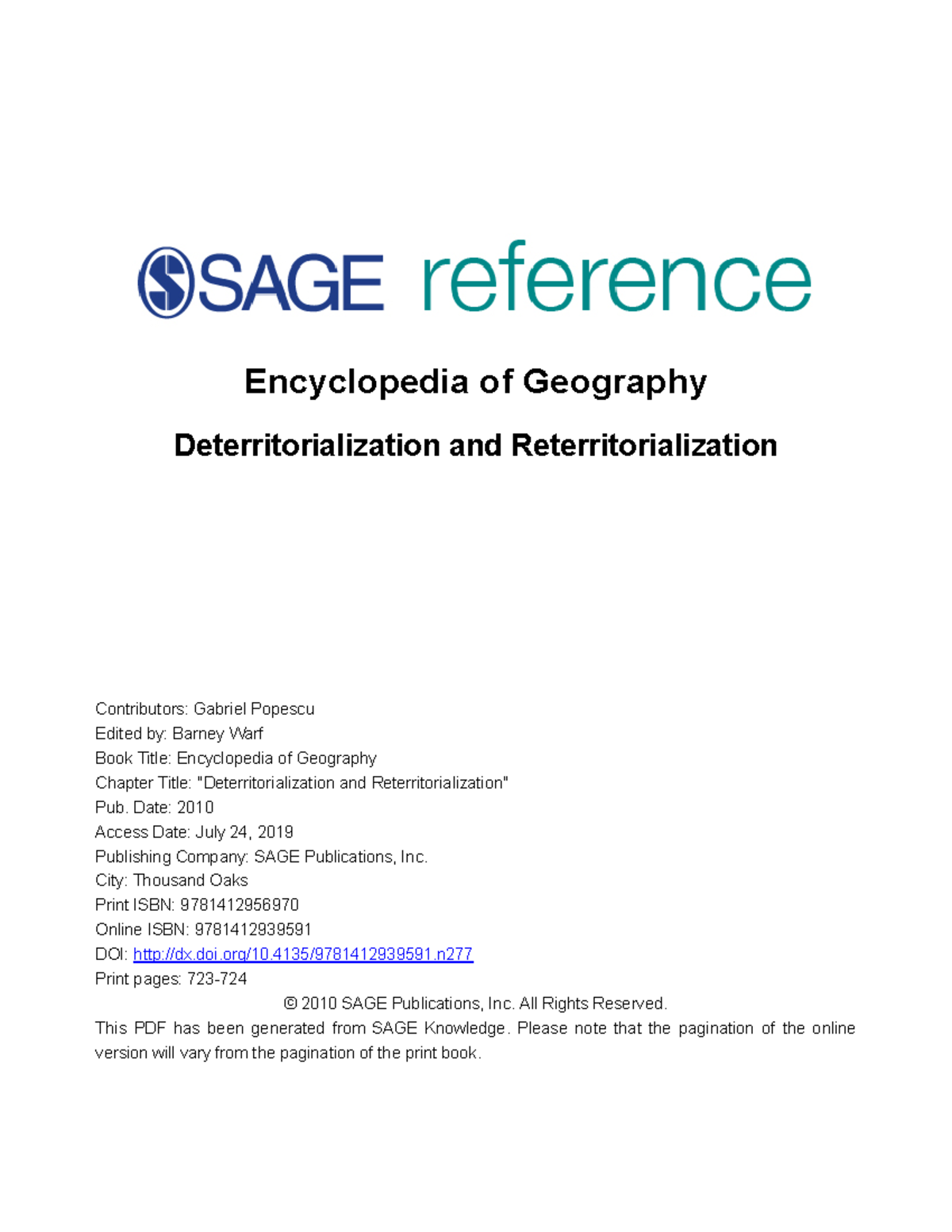 Deterritorialization and Reterritorialization - Encyclopedia of ...