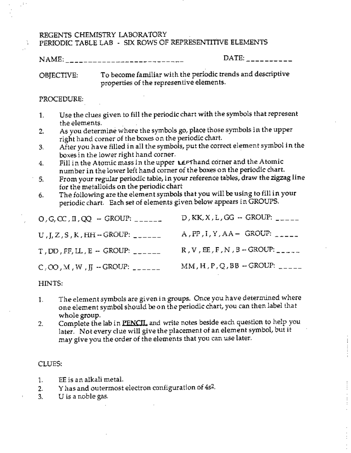 Periodic Table Lab - CHEM 1305 - Studocu
