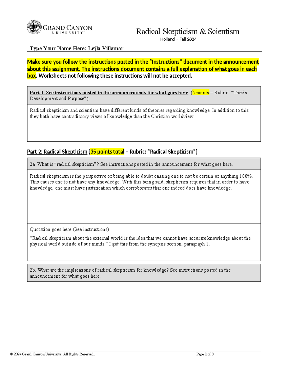 Radical skepticism - The instructions document contains a full ...