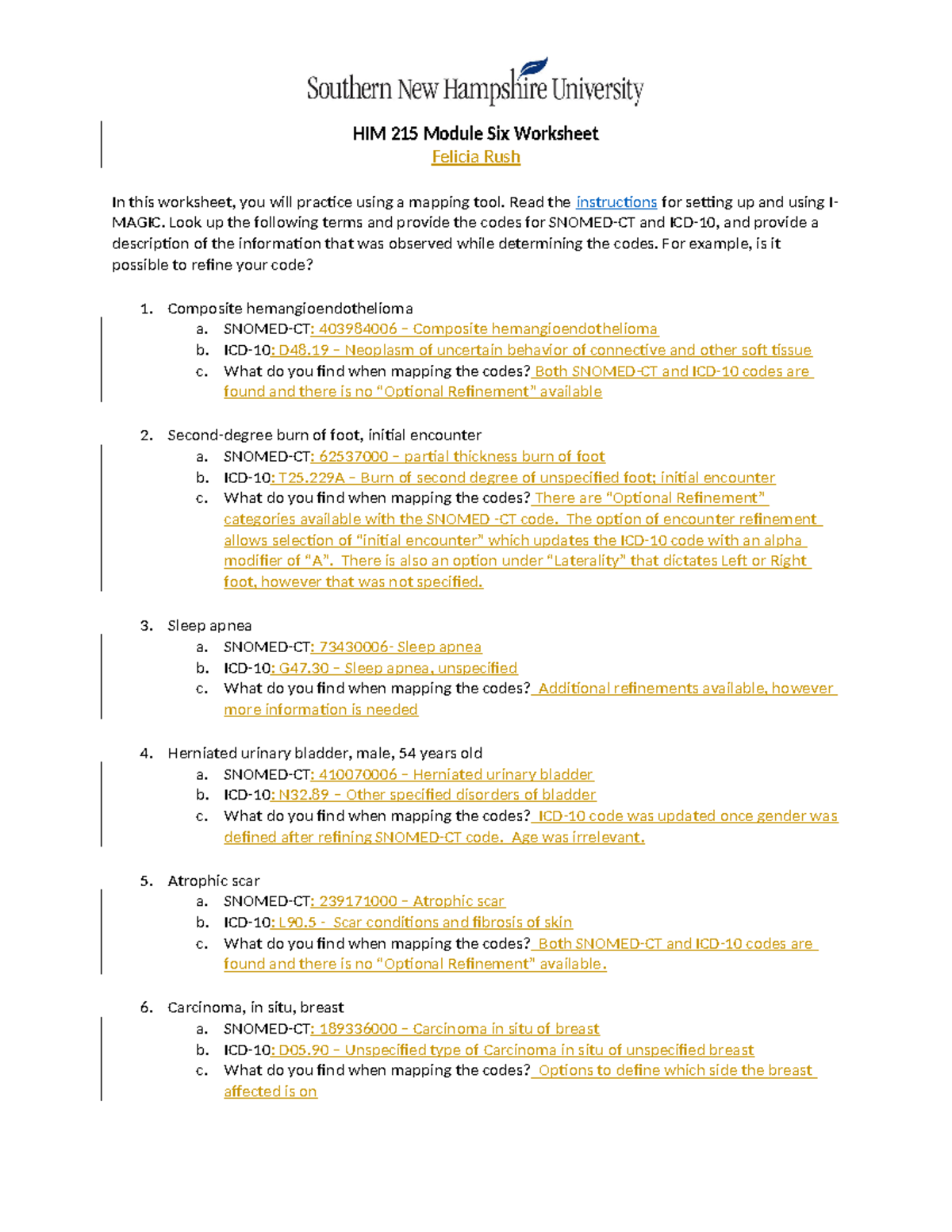 HIM 215 Module Six Worksheet - HIM 215 Module Six Worksheet Felicia ...