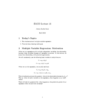 BA222 Lecture 15 - BA222 Lecture 15 Prof. Leder-Luis Fall 2022 Please do the course feedback ...