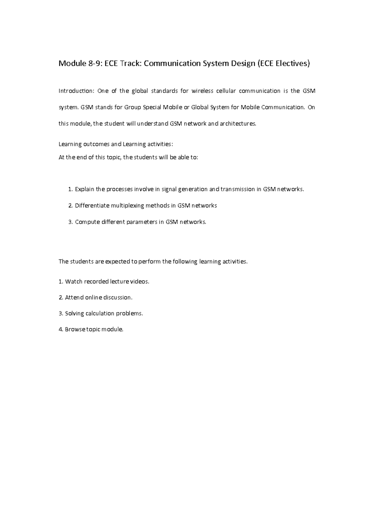 Module 8-9 - notes - Module 8 - 9 :ECE Track: Communication System ...