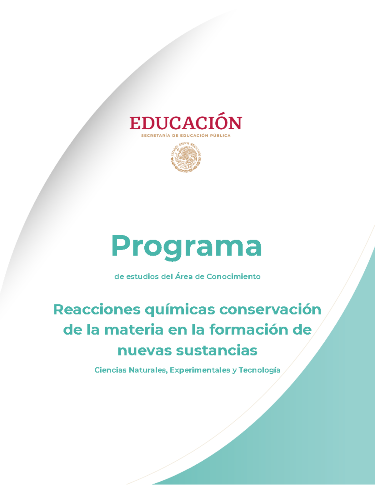 Programa 4o semestre ciencias - Programa de estudios del Área de Conocimiento Reacciones ...