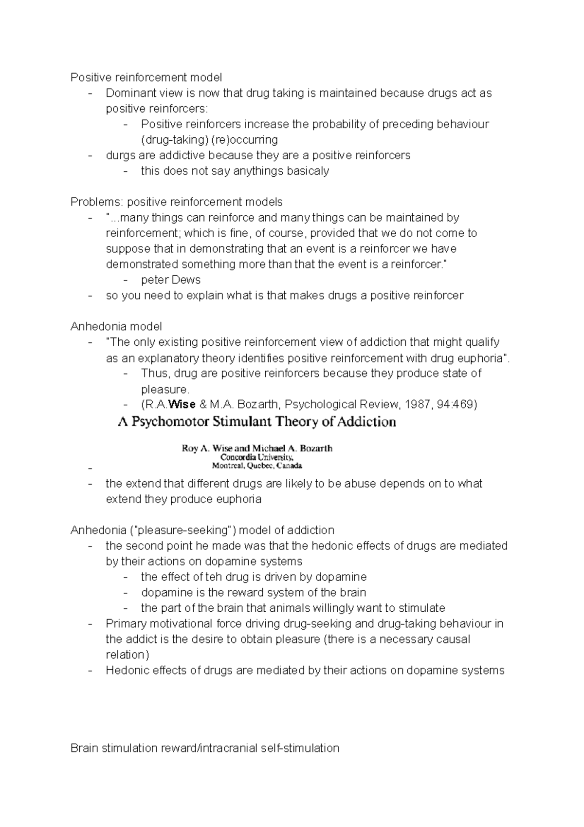 Lecture 19- theories of addiction 2 - Positive reinforcement model ...