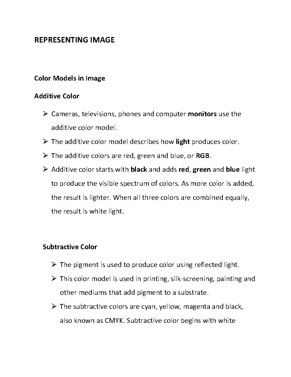 Color Models in Image and HSV - REPRESENTING IMAGE Color Models in ...