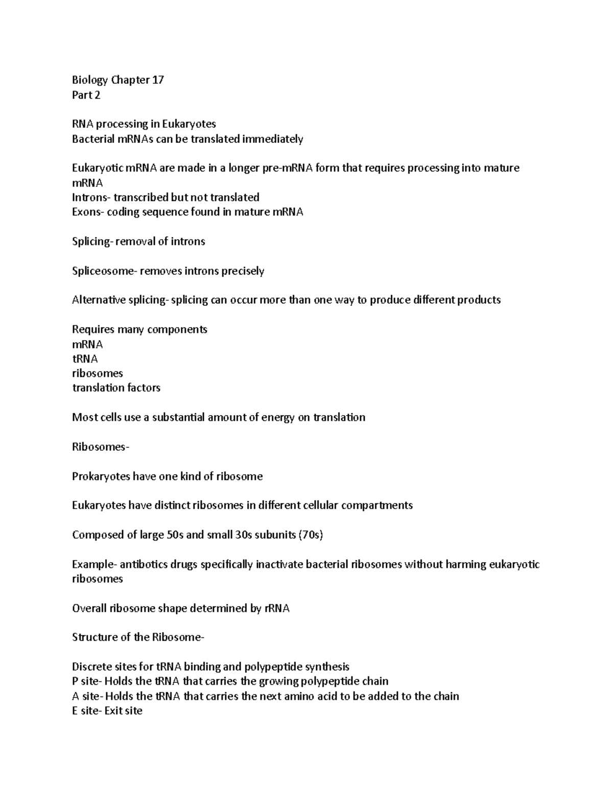 Bio 17 Part 2 - Mr. O'neal class! - Biology Chapter 17Part 2 RNA ...
