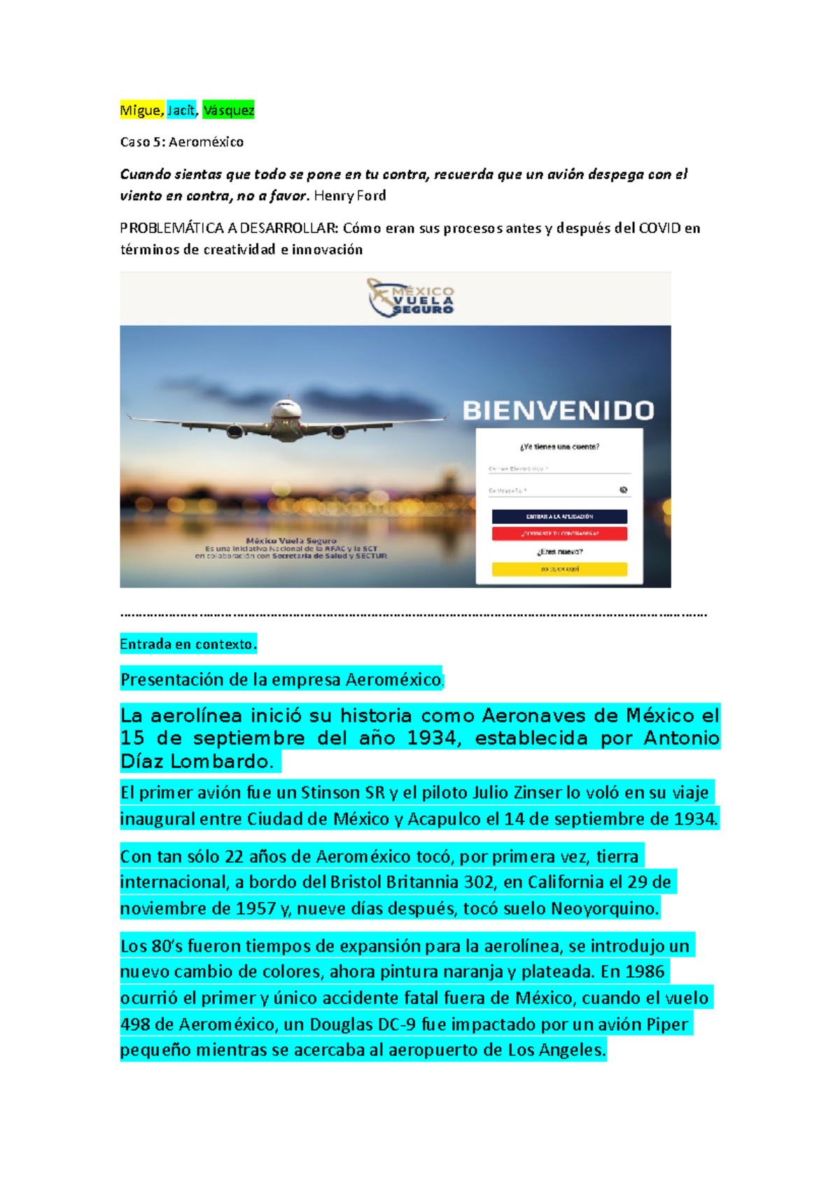 CASO Aeromexico - Migue, Jacit, Vásquez Caso 5: Aeroméxico Cuando ...