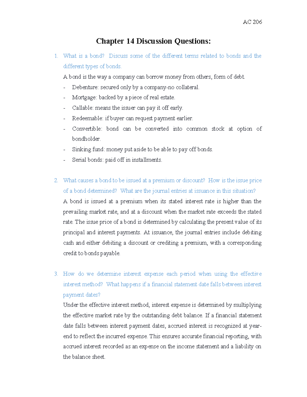 IA Chapter 14 Questions - AC 206 Chapter 14 Discussion Questions: What ...