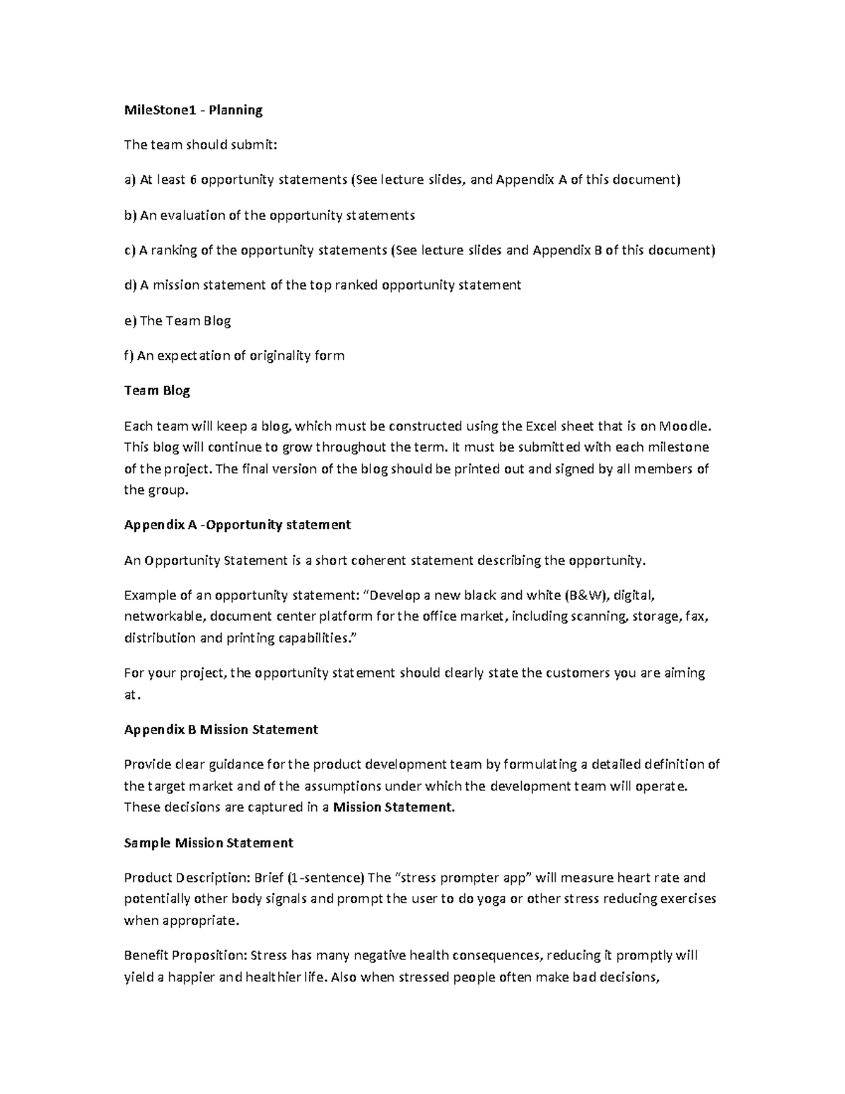 Milestone 1-coen390 - MileStone1 - Planning The team should submit: a ...