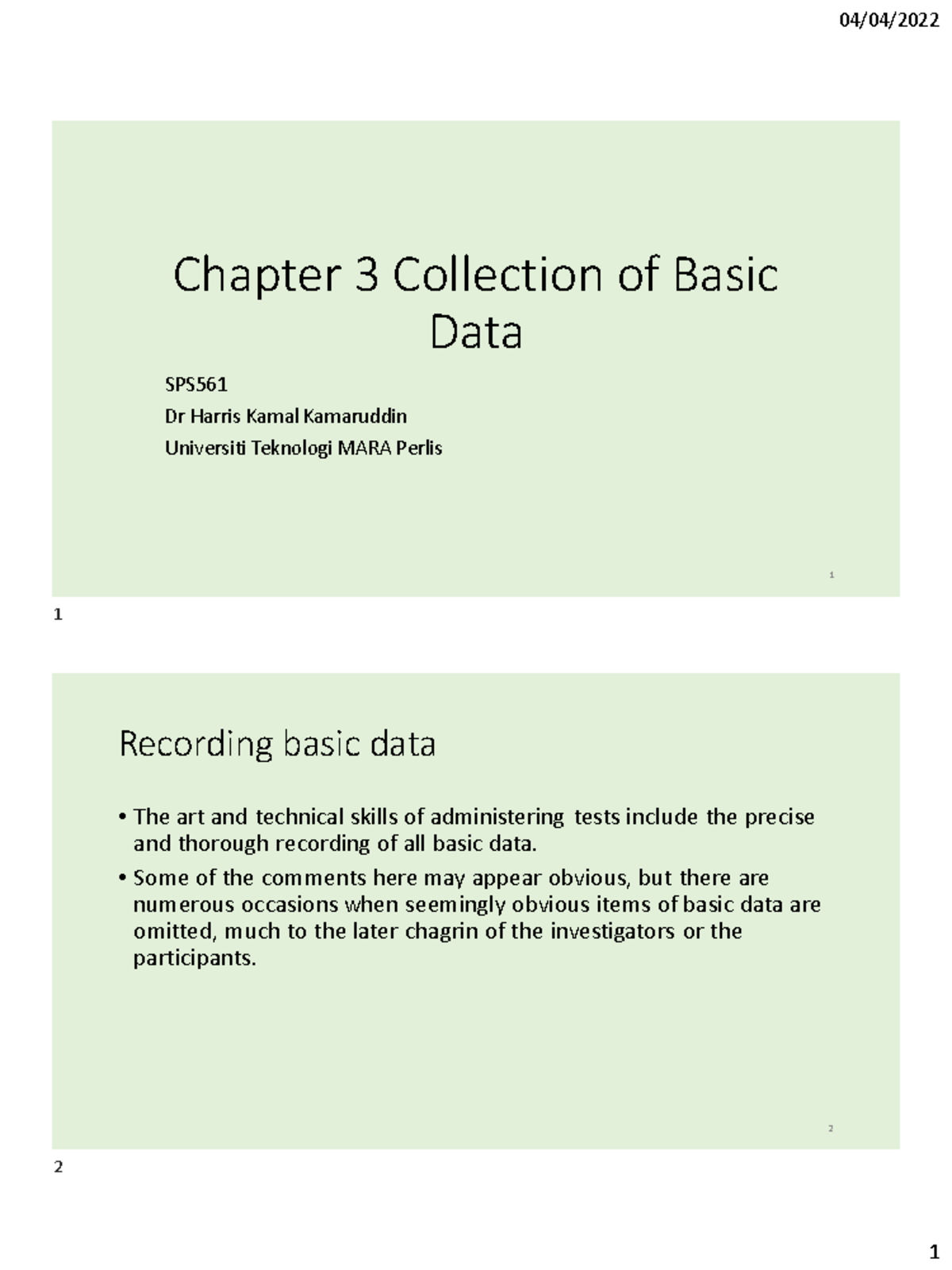 Ch3 Collection of Basic Data - Chapter 3 Collection of Basic Data SPS ...