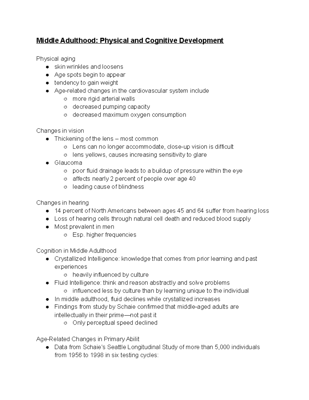Lifespan Psych Ch. 12 - Dr. Hamilton - Middle Adulthood: Physical and ...