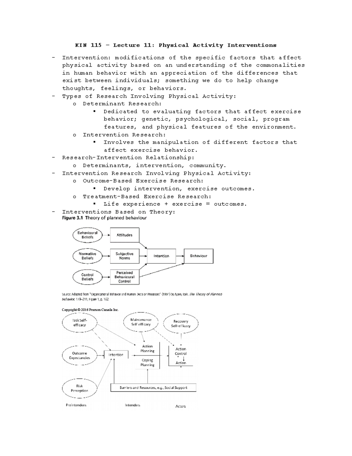 Lecture 11 - Physical Activity Interventions - KIN 115 – Lecture 11 ...