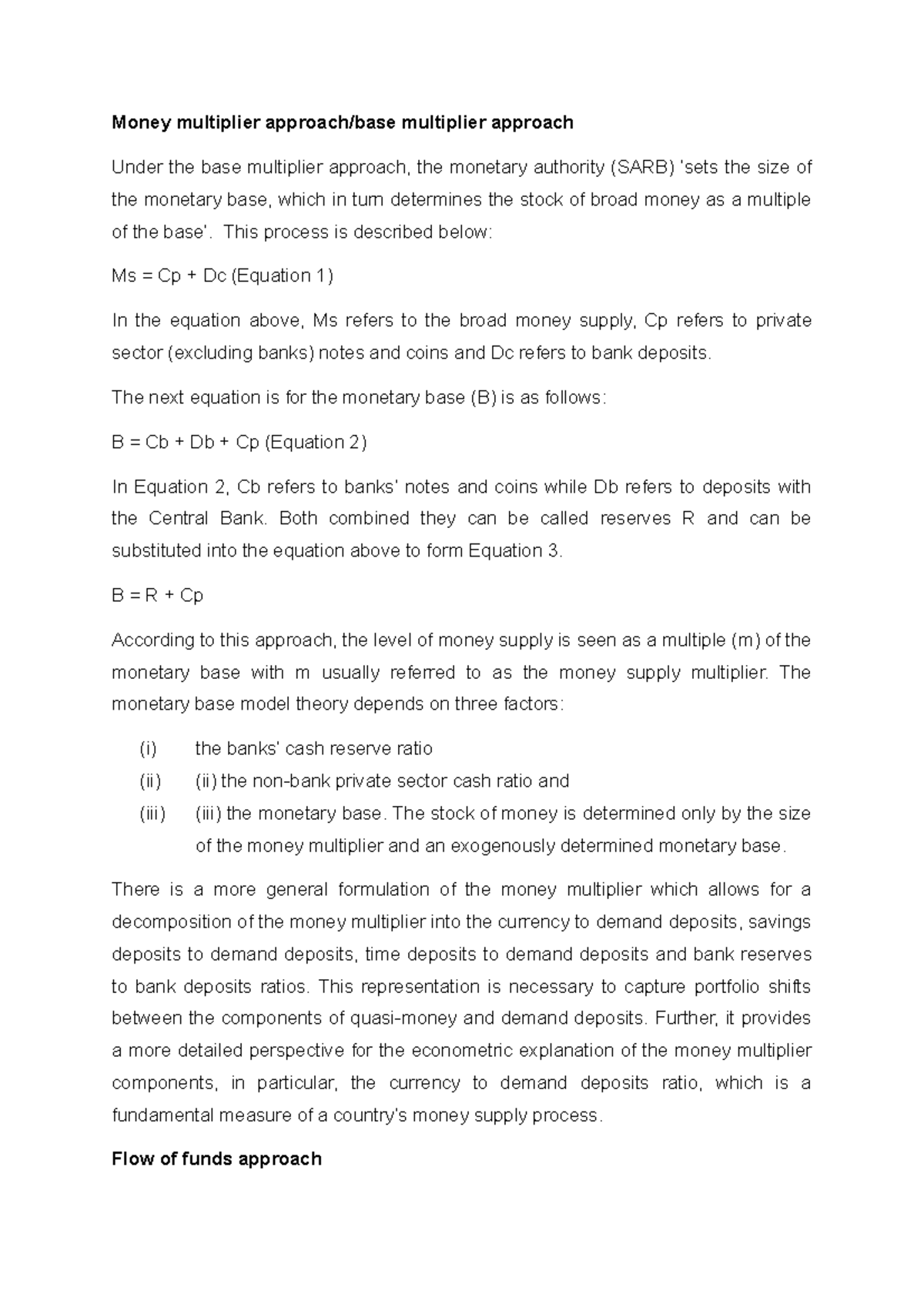 Theories OF Money Stock Determination - Money multiplier approach/base ...