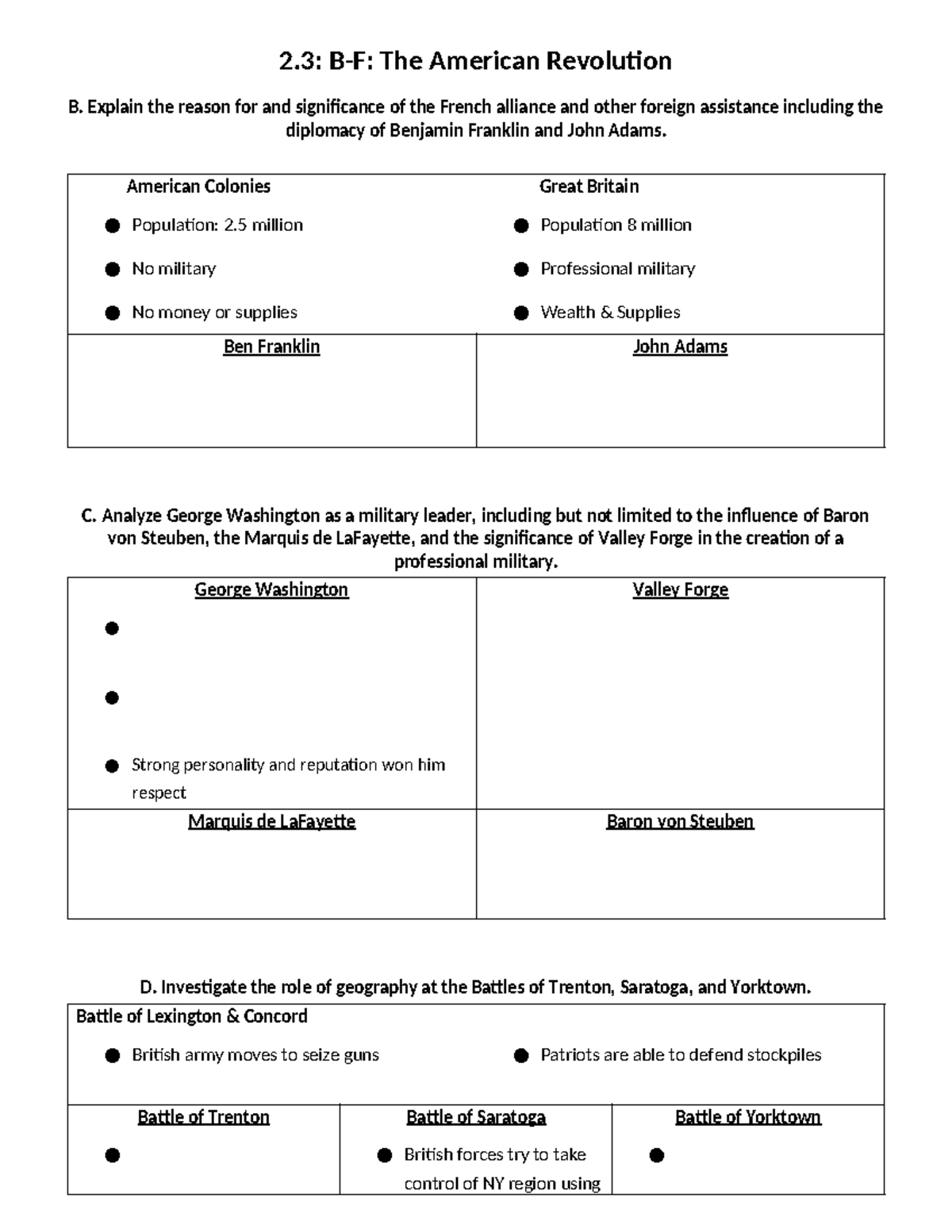 The American Revolution Notes - 2: B-F: The American Revolution B ...