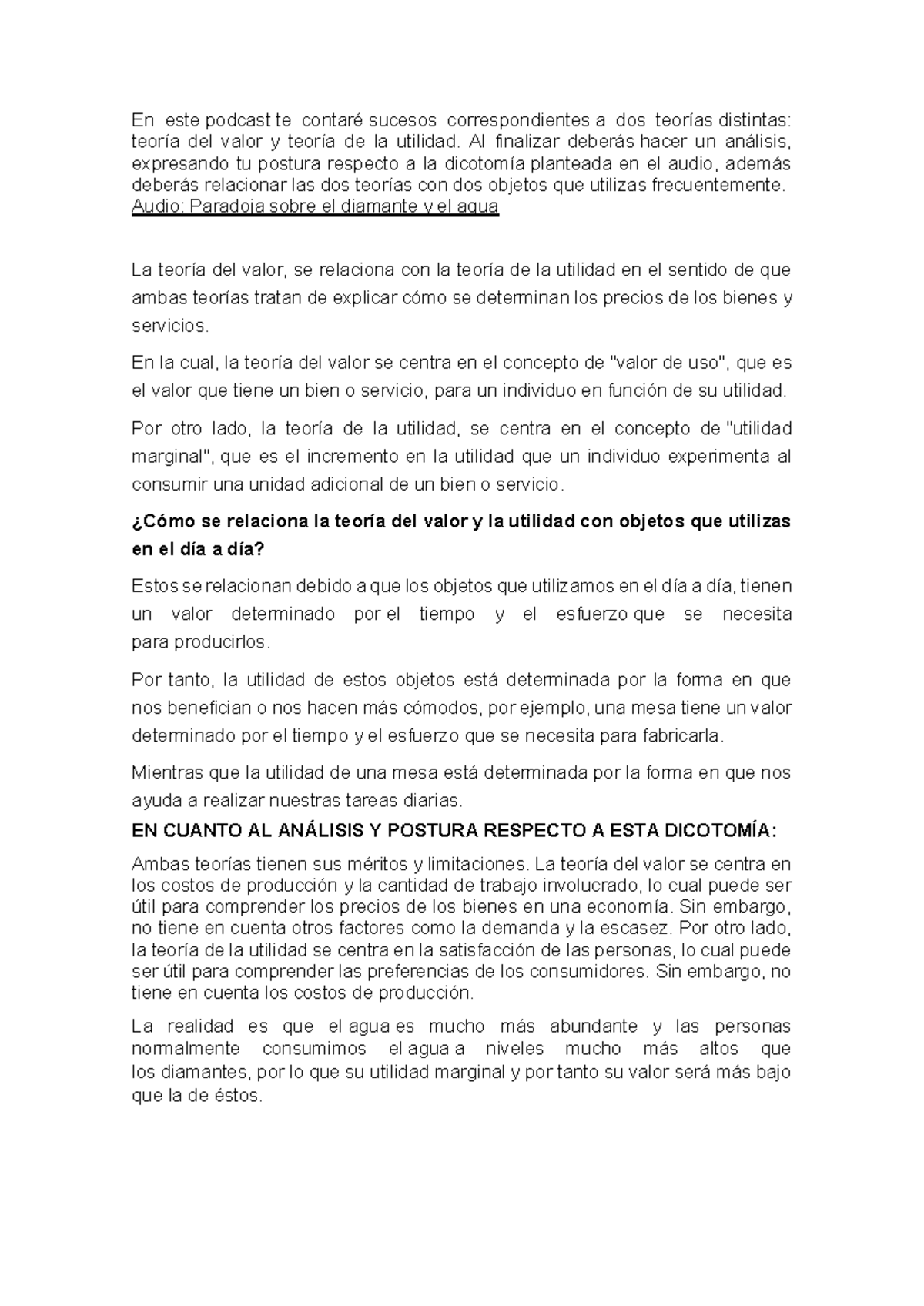 Paradoja AGUA Y Diamante - En este podcast te contaré sucesos ...