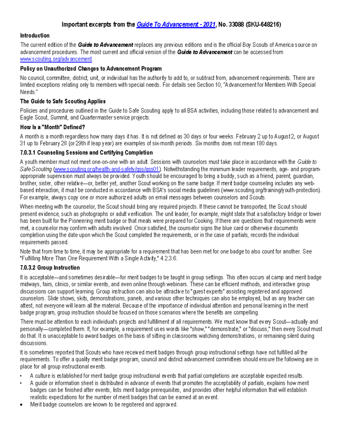 GTA-Excerpts-meritbadges - Important excerpts from the Guide To ...