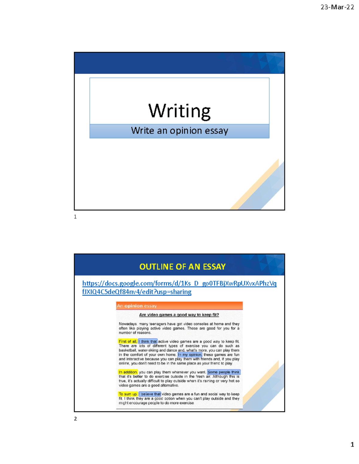 Writing Task 2 tips- An opinion Essay - Writing Write an opinion essay ...