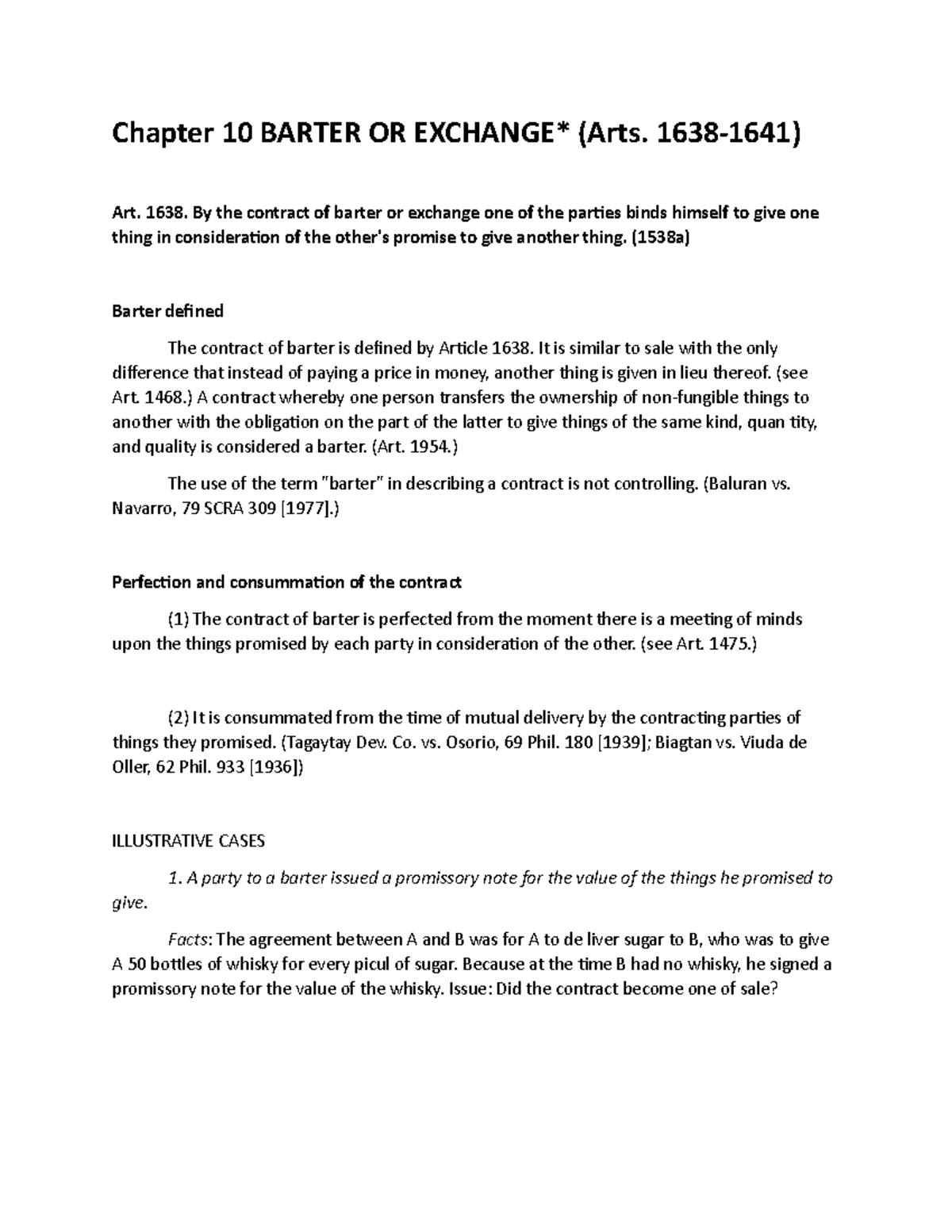 Chapter 10 Barter Or Exchange - Chapter 10 BARTER OR EXCHANGE* (Arts ...