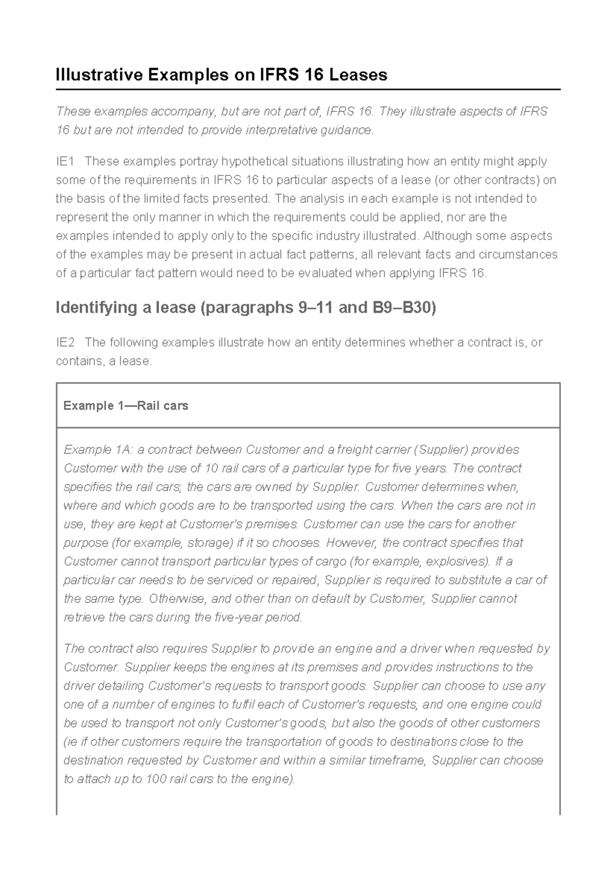 Additional notes 4 - IFRS 16 example questions - Illustrative Examples ...