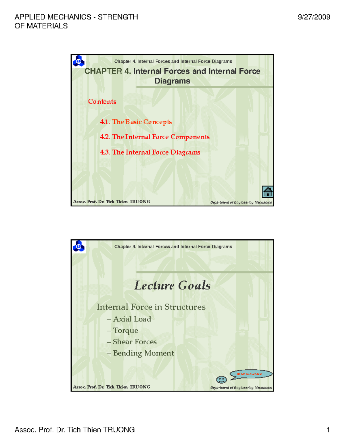 C 4 - Mechanical - ####### OF MATERIALS BKTP Chapter 4. Internal Forces ...