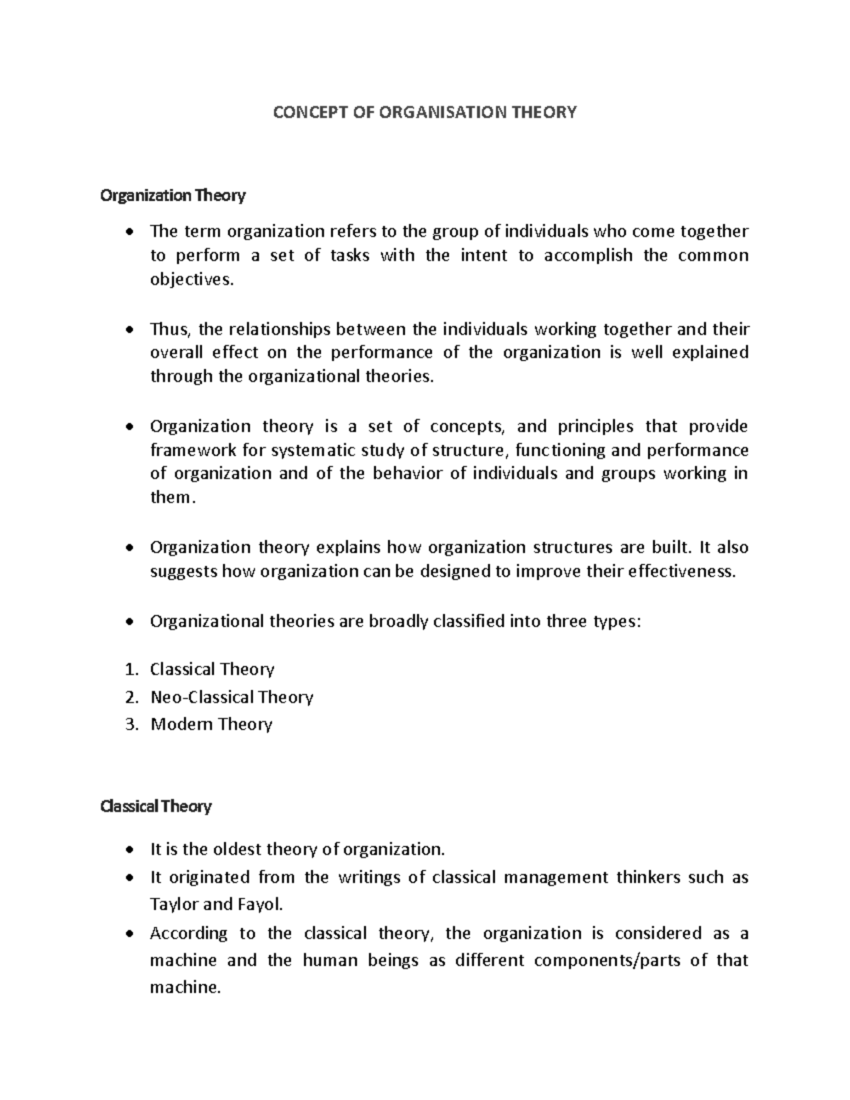 Chapter 5 Concept OF Organisation Theory - CONCEPT OF ORGANISATION ...