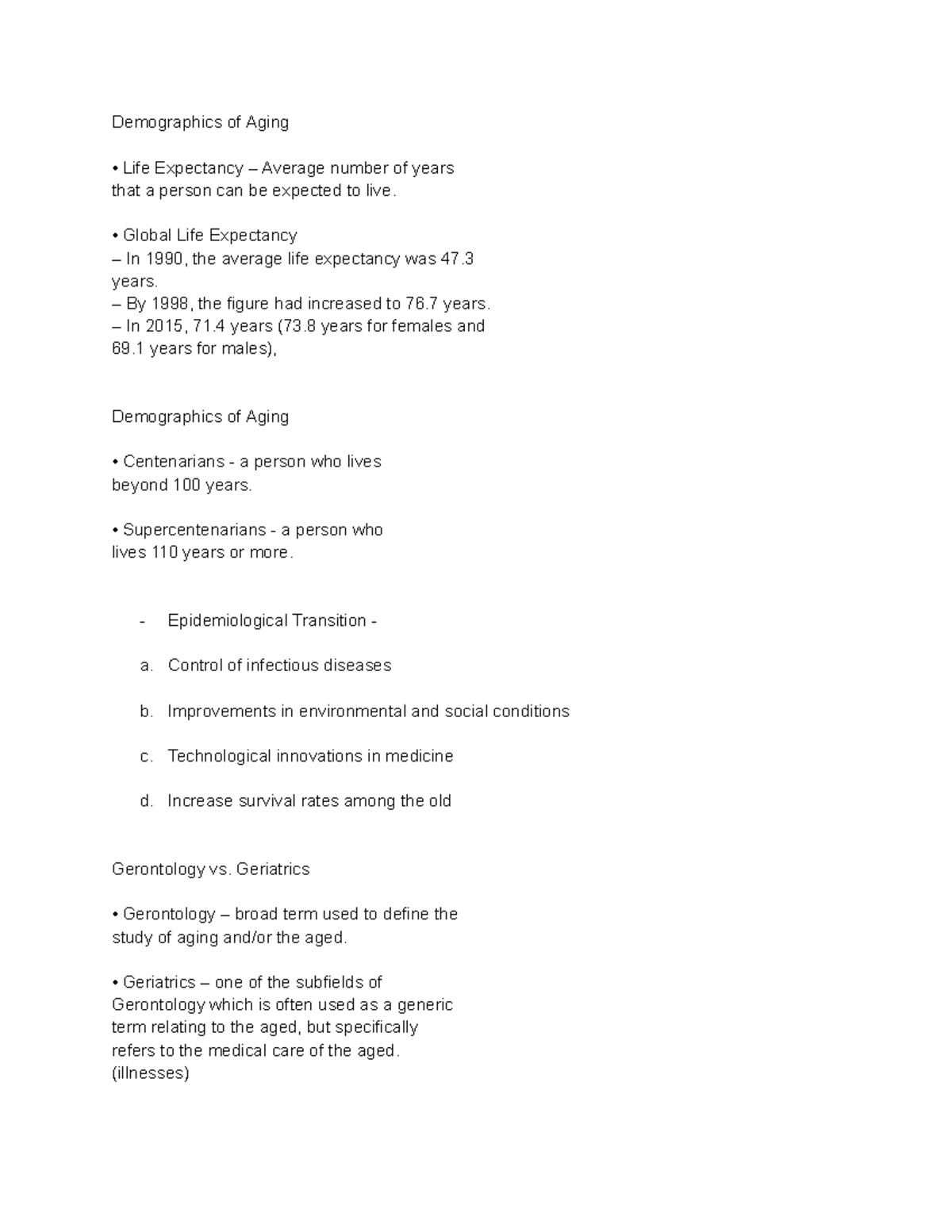 Geriatrics-1 - Geria - Demographics of Aging Life Expectancy – Average ...