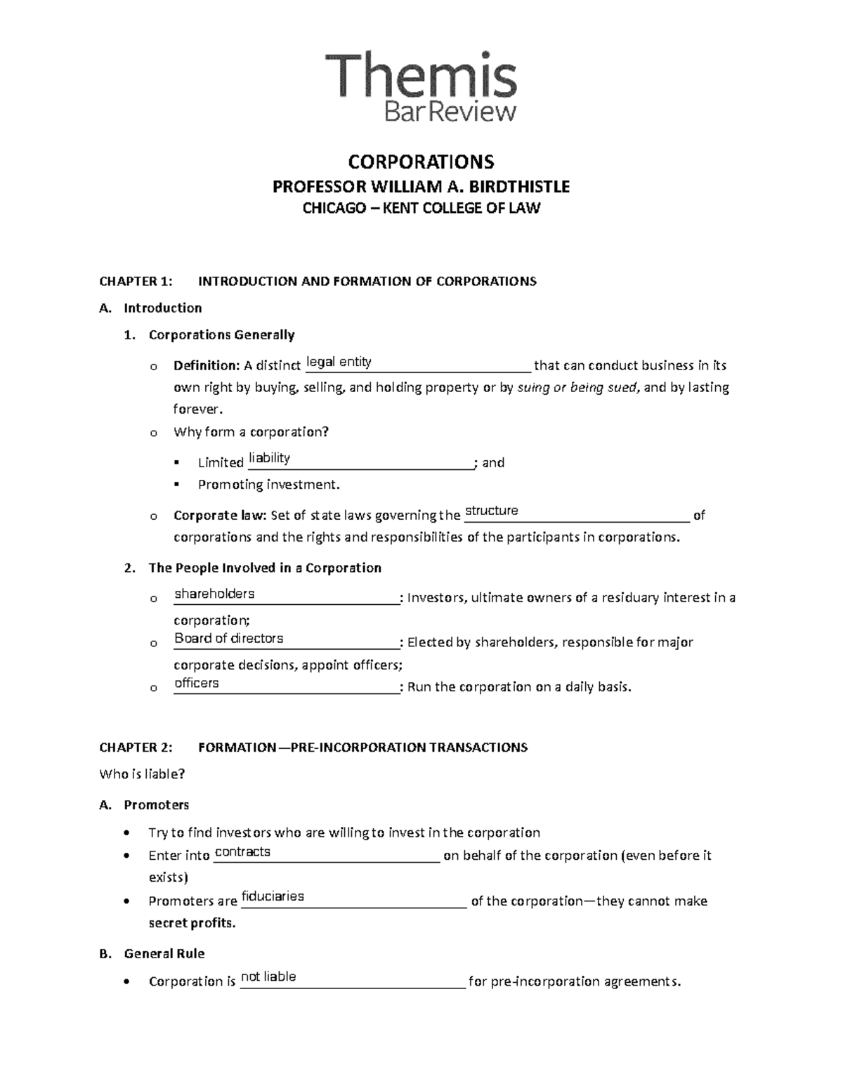 MEE corporations - CORPORATIONS PROFESSOR WILLIAM A. BIRDTHISTLE ...