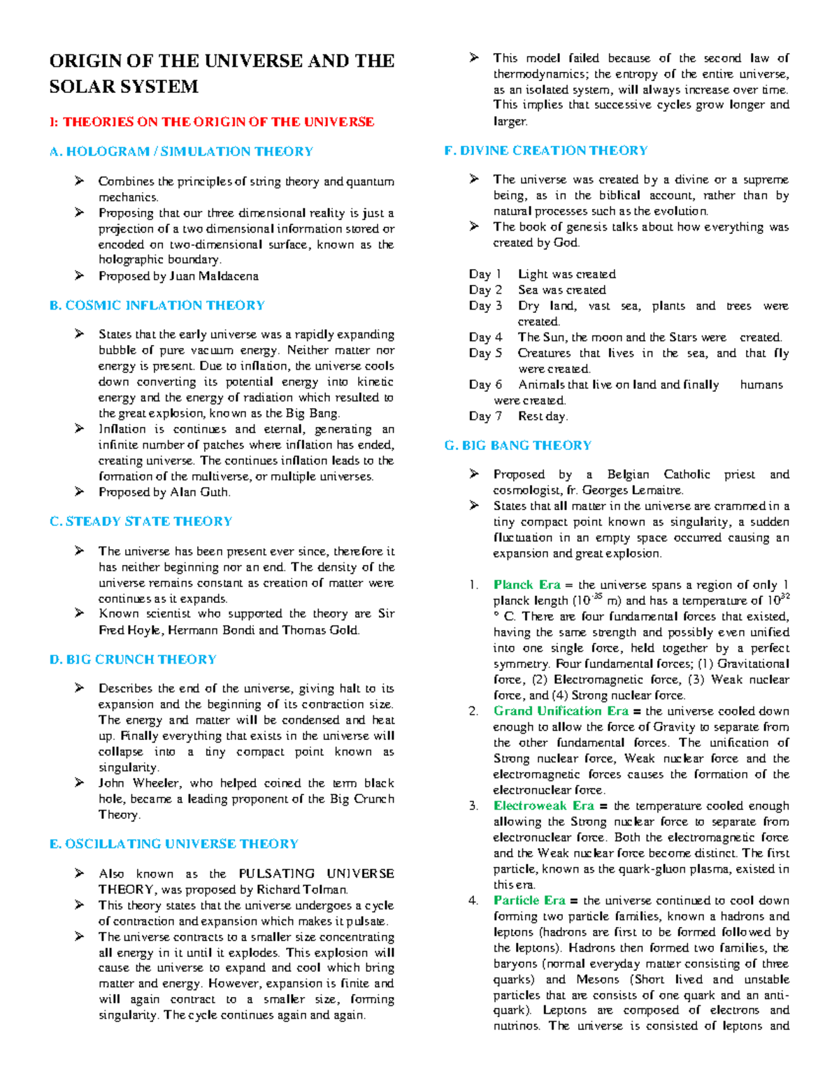 Origin of the Universe and the Solar System merged - ORIGIN OF THE ...