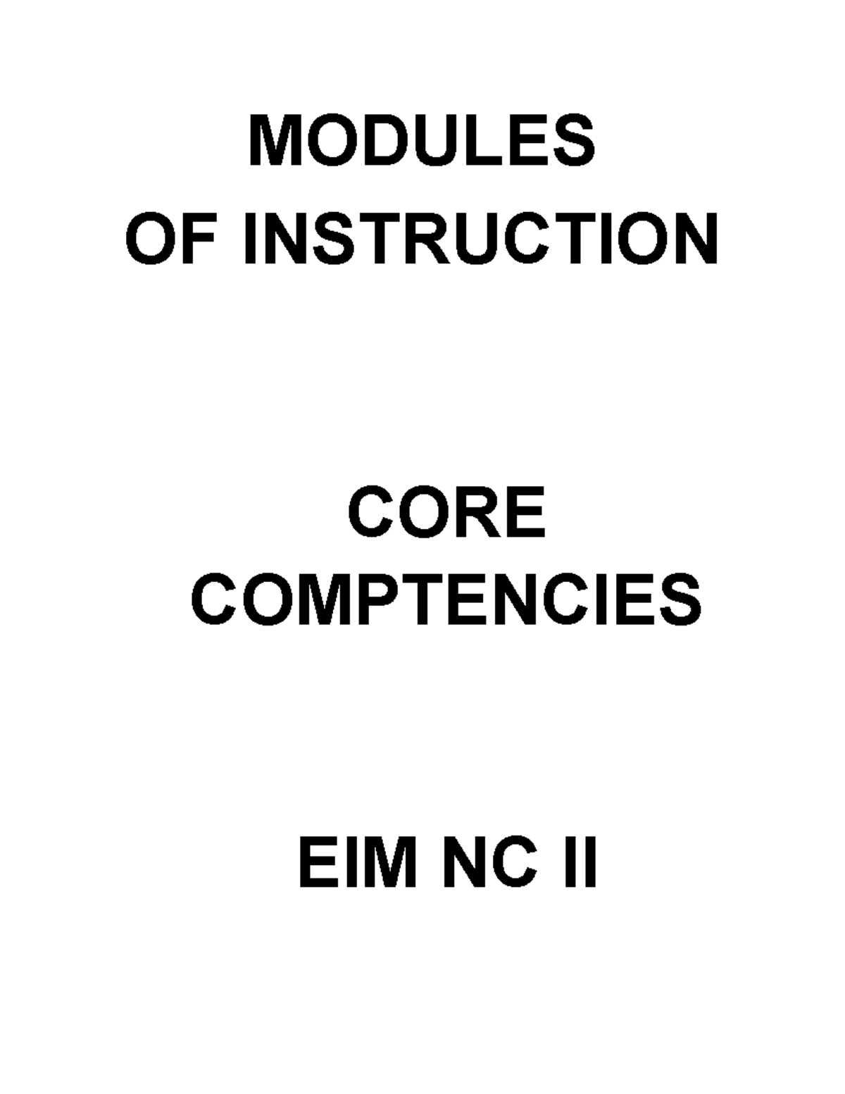 Activity 2 - Alarios - vruh - MODULES OF INSTRUCTION CORE COMPTENCIES EIM NC II UNIT OF ...