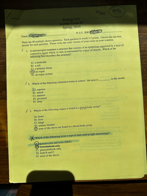 Physiology Exam 2 Fall 2023 - Biol 251 - Studocu