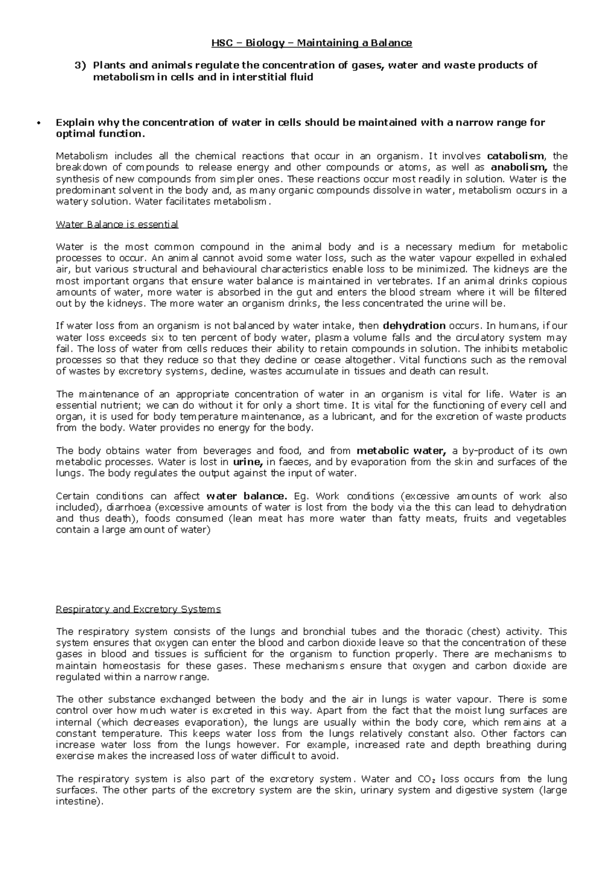 Maintaining a balance part 3 - HSC – Biology – Maintaining a Balance 3 ...