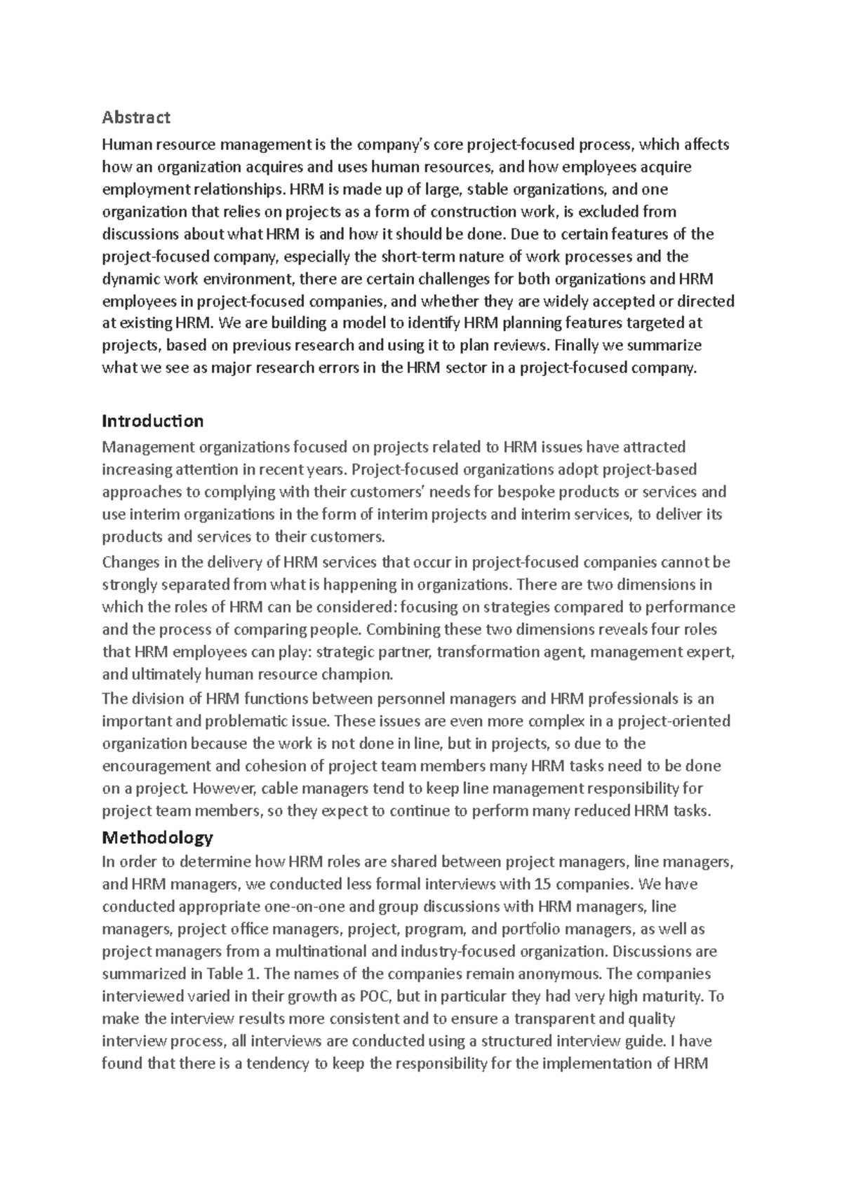 Ahmed 2 Detail Overview Of HRm Topic Abstract Human Resource