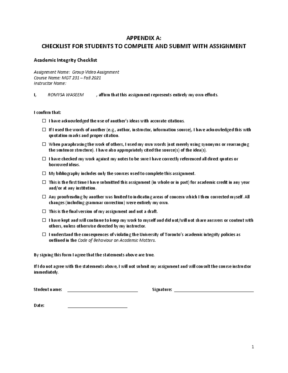 Video project instructions - Fall 2021 - Appendix A - Academic ...