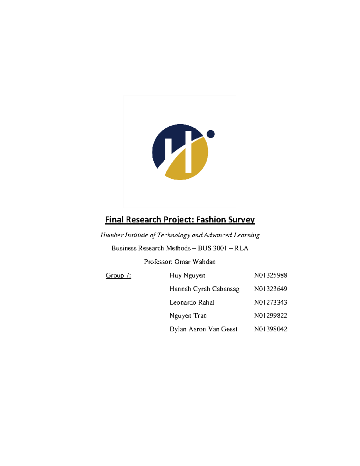 Final Research Assignment - Final Research Project: Fashion Survey ...