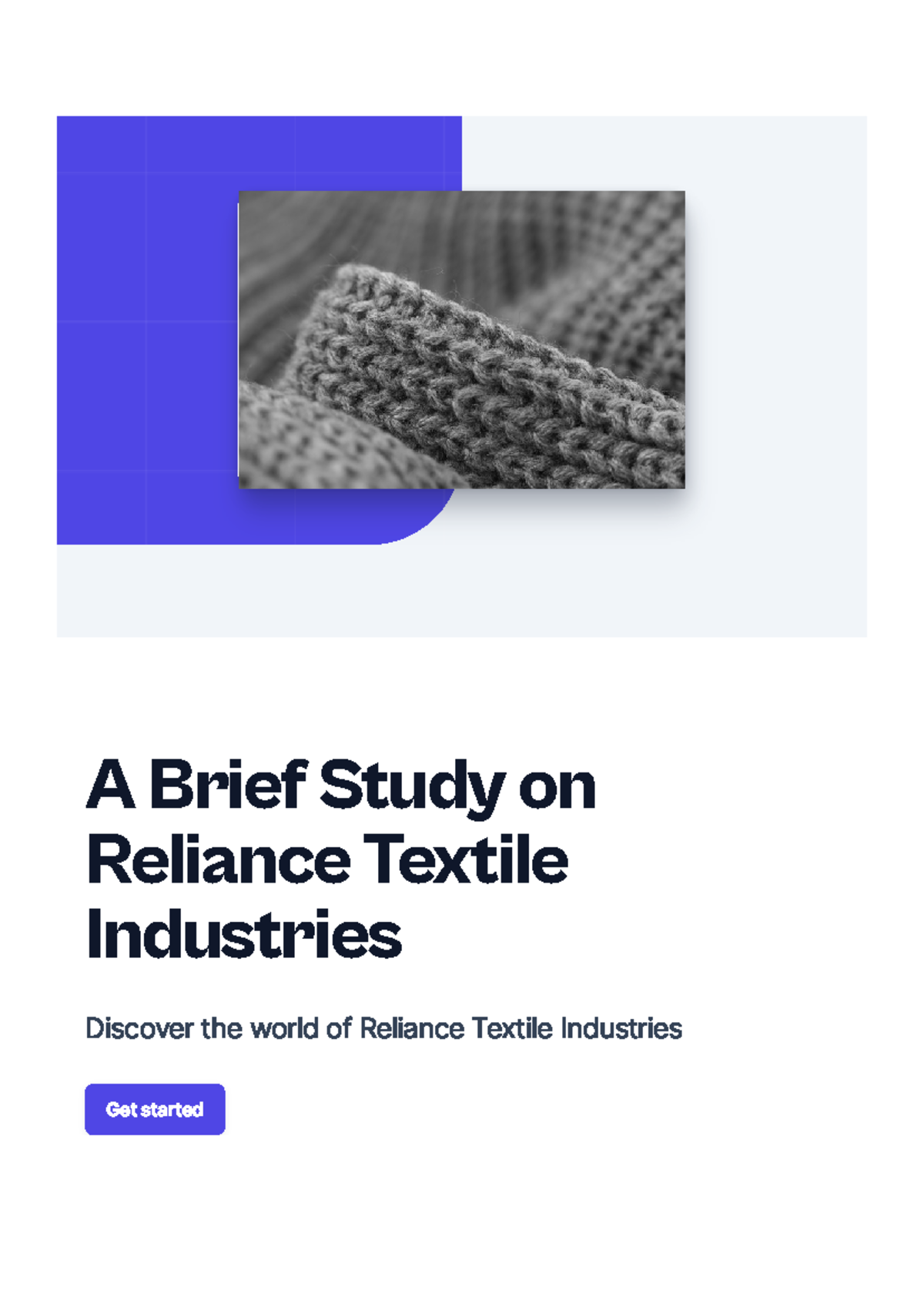 A brief study on reliance textile industries - A Brief Study on ...