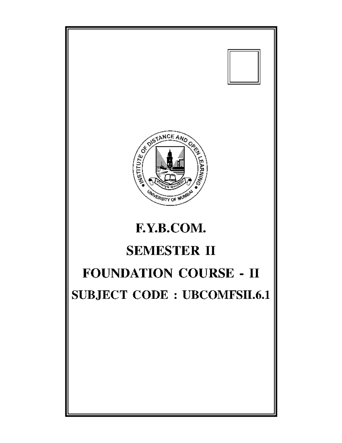 Fybcom FC Eng II - Foundation course book - F.Y.B. SEMESTER II ...