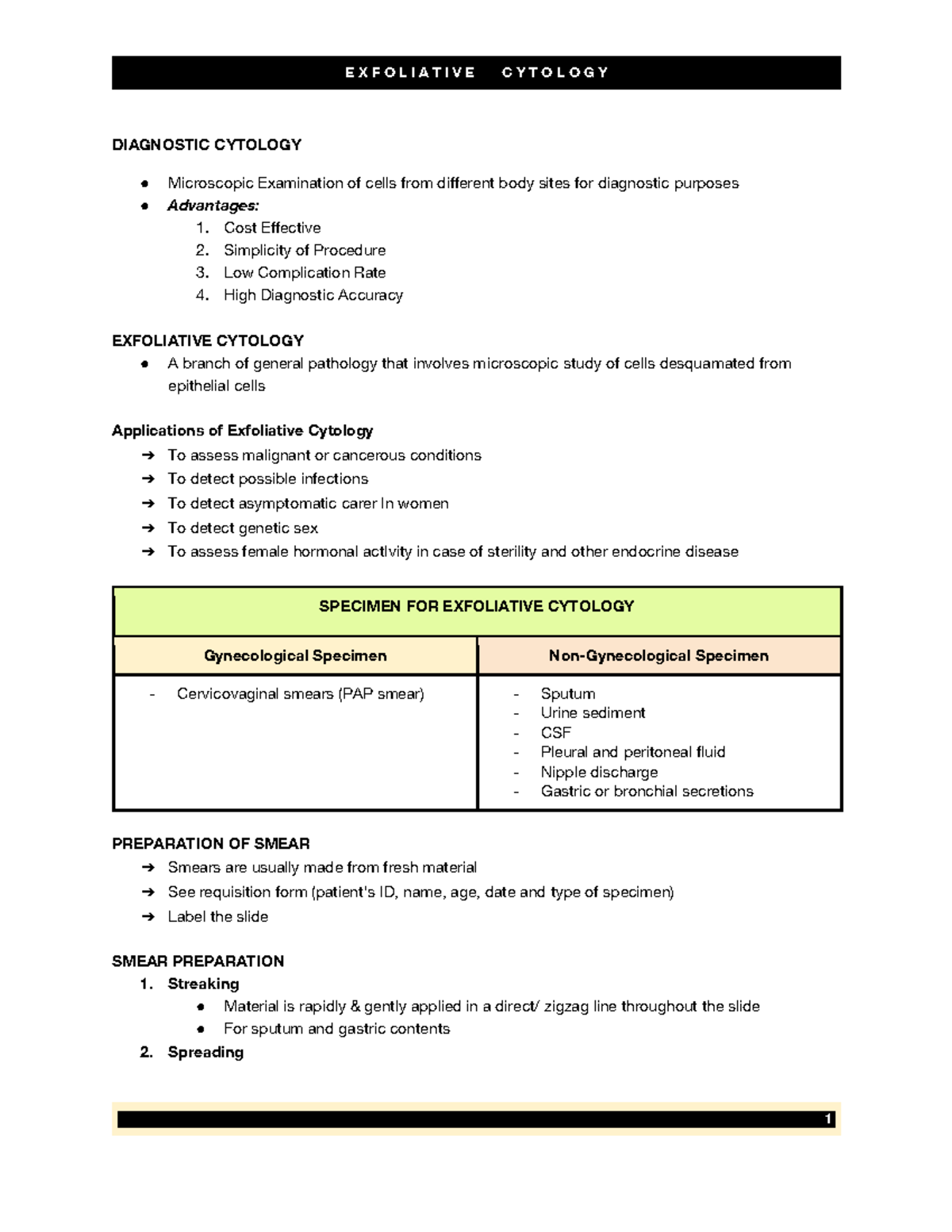 Exfoliative Cytology - DIAGNOSTIC CYTOLOGY Microscopic Examination of ...