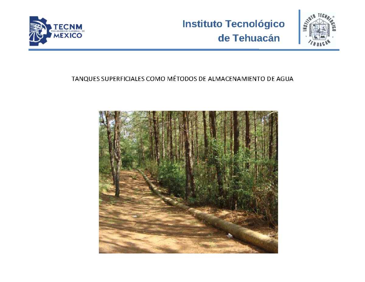 1. Tanques - Resumen Abastecimiento de agua - TANQUES SUPERFICIALES ...