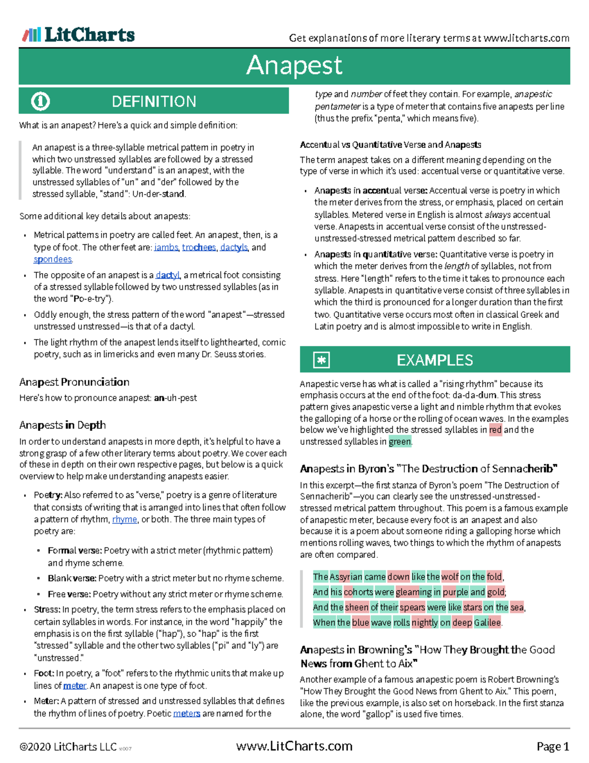 Lit Charts-Anapest-Sample - Anapest What is an anapest? Here’s a quick ...