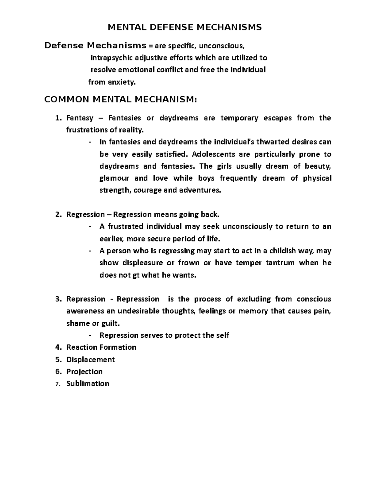 HBSE Mental Defense Mechanisms - MENTAL DEFENSE MECHANISMS Defense ...