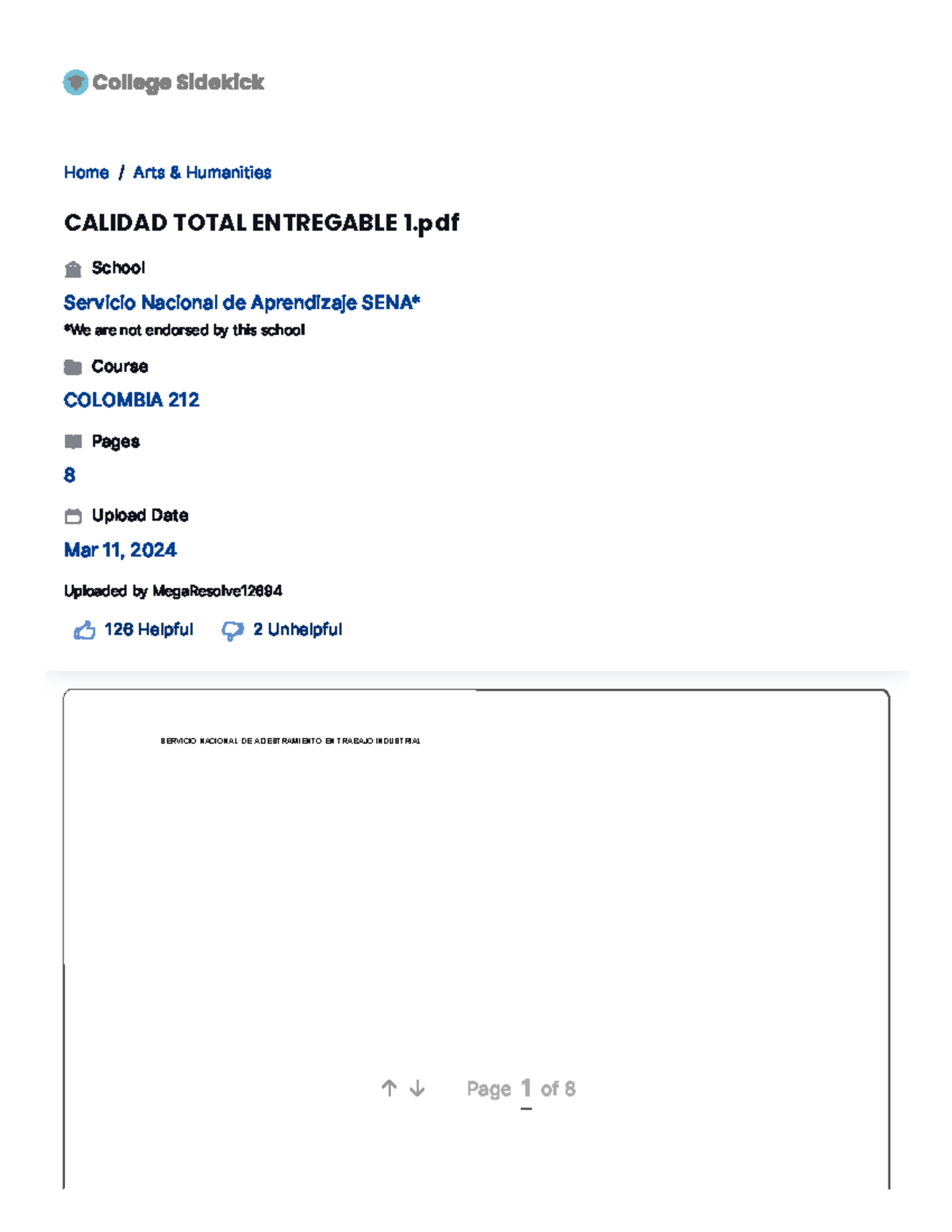 Calidad Total Entregable 1.pdf - Servicio Nacional DE Adiestramiento EN Trabajo Industrial PLAN ...