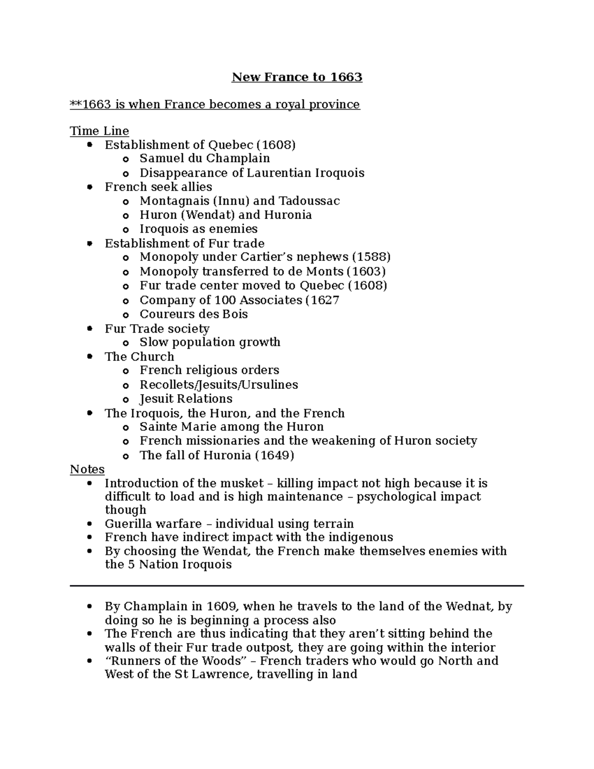 New France to 1663 - 2201 - New France to 1663 **1663 is when France ...