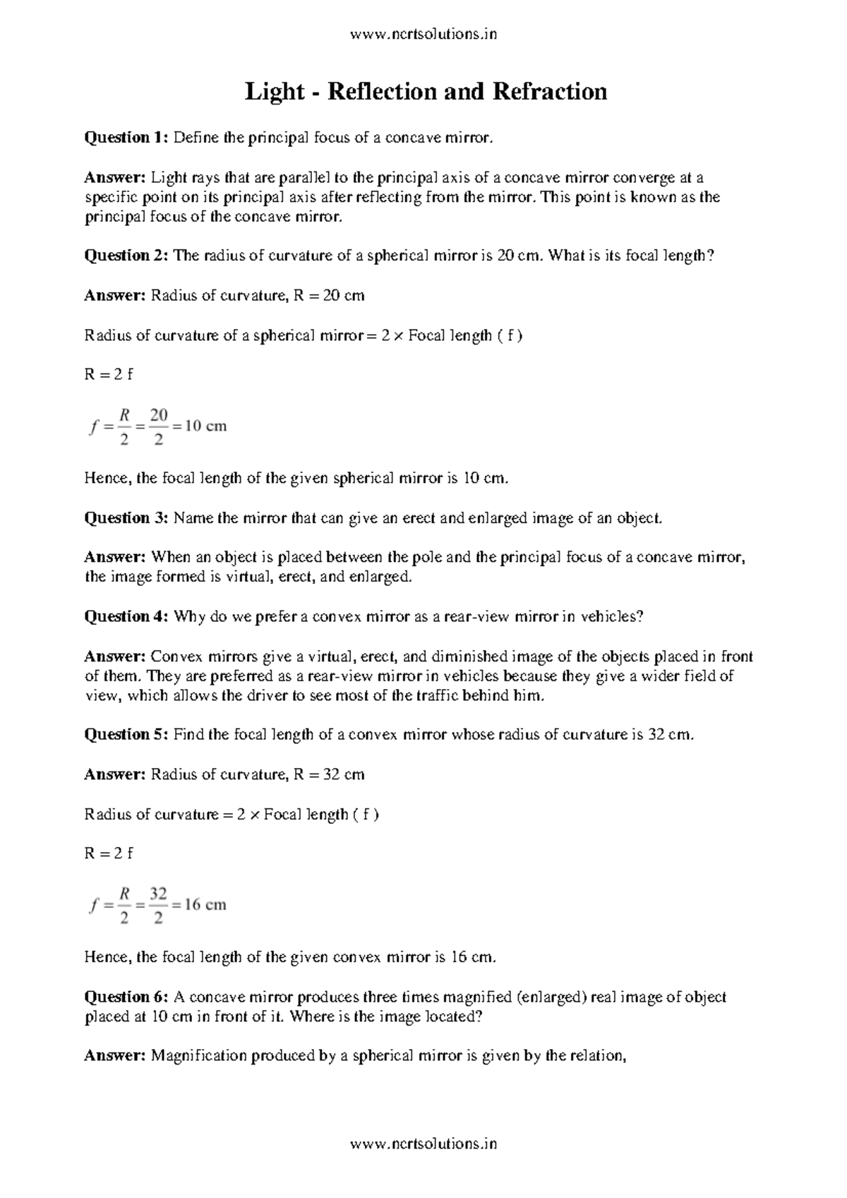 Light - Reflection and Refraction - Light - Reflection and Refraction ...